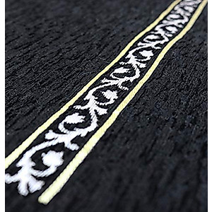 Modefa Turkish Islamic Prayer Rug - Chenille Praying Mat Sajada for Men and Women - Traditional Muslim Praying Carpet Janamaz - Ramadan or Eid Gift - Luxury Woven Meccan (Black Simple)
