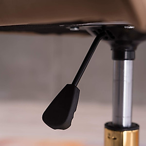 Modern Office Chair Velvet Material Yellow Dressing Chair Adjustable Height Living Room Swivel Chair 360° Medieval Table Chair with Wheels W521 24.8Dx22.8Wx33.9H''