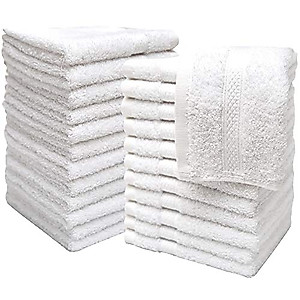 Pleasant Home Washcloths Set - 24 Pack (12” x 12”) – 570 GSM- 100% Ring Spun Cotton Wash Cloth - Super Soft and Highly Absorbent Face Towels (White)