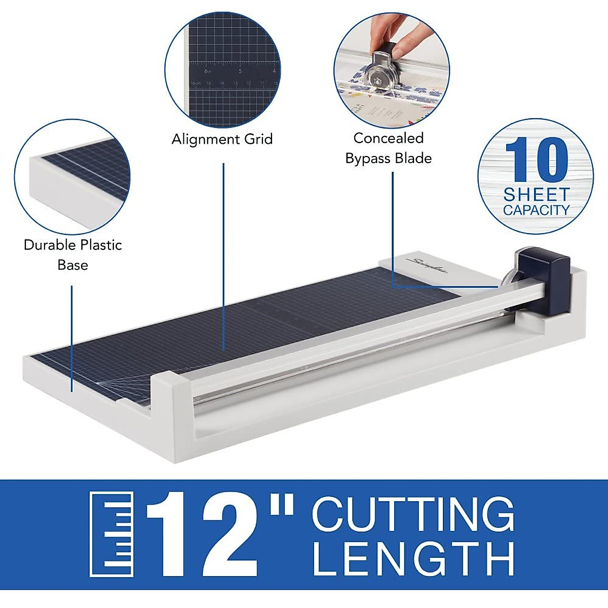 Swingline Paper Cutter, 12" Cut Length, 10 Sheet Capacity, ClassicCut 1210P (G7010008)