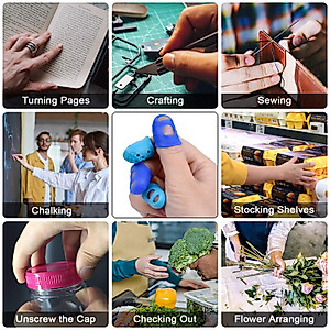 Wisdompro 16 Pcs Finger Tips, 4 Sizes Silicone Thimble Fingertip Grips Finger Protectors Pads Cover for Paper Sorting, Page Turning, Hand Sewing, Money Counting, Guitar Playing - Blue, Aqua