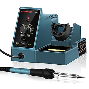 HANMATEK Durable Soldering Station,392℉-896℉ Smart Temperature Control 6 Seconds Rapid Heating Safety Certified Soldering Iron Station Soldering kit with Solder Bracket,Heat- Resistant Sponge SD1