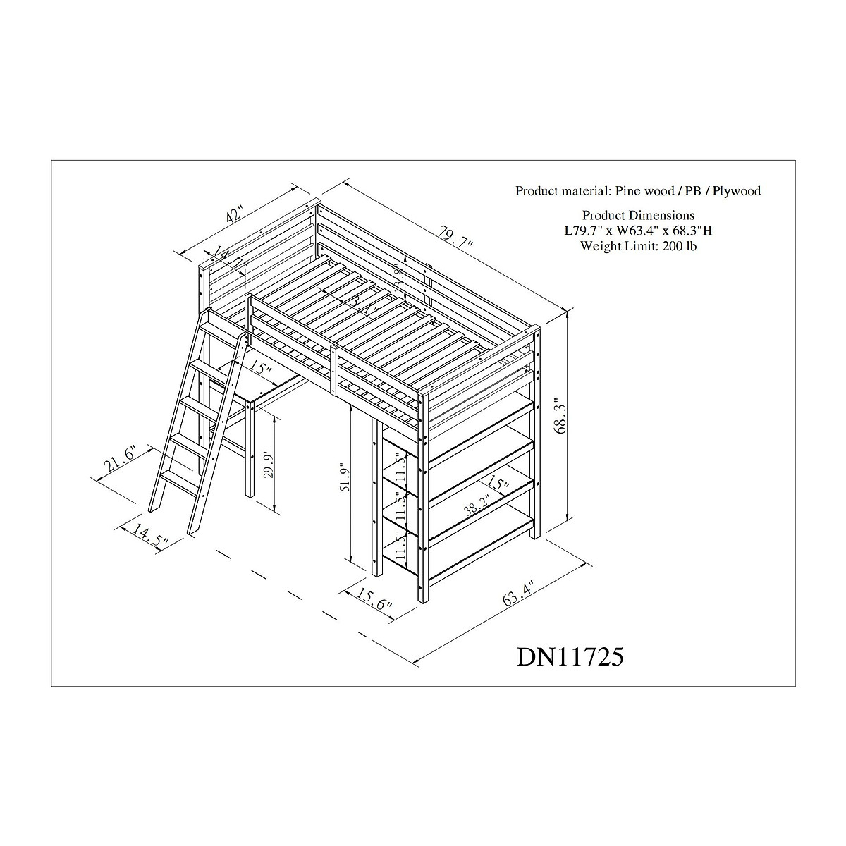 Favfurish Wooden Twin Loft Bed,with Built in Study Desk and 4-Tier Storage Shelves & Tilt Ladder,No Spring Mattress Required,Space-Saving Design,for Boys Girls Bedroom,White