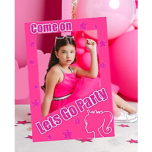 JeVenis Lets Go Party Photo Booth Props Hot Pink Girl Birthday Party Supplies Come On Lets Go Party Decoration Lets go Party Supplies Bachelorette Bridal (Pink)