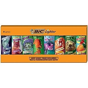 BIC Special Edition Party Animal Series Lighters, Set of 8 Lighters