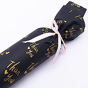 MR FIVE 100 Sheets Black with Gold Thank You Tissue Paper Bulk,20" x 14",Black Thank You Tissue Paper for Packaging,Gift Bags,Gold Tissue Paper for Weddings,Graduation,Birthday,Thanksgiving