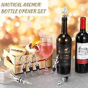 20 Pcs Anchor Wine Bottle Stopper Beach Themed Wine Stoppers Nautical Wine Gifts Nautical Wedding Favor Anchor Vacuum Red Wine Preservation Stopper for Party Shower Holiday Birthday, Silver