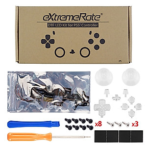 eXtremeRate Multi-Colors Luminated D-pad Thumbstick Share Option Home Face Buttons for PS5 Controller BDM-010 & BDM-020, 7 Colors 9 Modes DTF V3 LED Kit for PS5 Controller - Controller NOT Included
