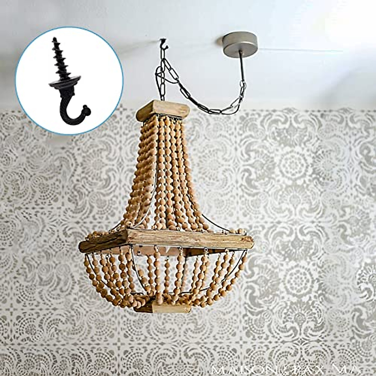 HARSKIYER 6pcs Black Ceiling Hooks, 3" / 75.5mm Ceiling Mounted Hooks Heavy Duty Swag Hook for Hanging Plants Fruit Basket Wind Chimes Lamp