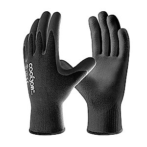 COOLJOB 13 Gauge Safety Work Gloves PU Coated 12 Pairs Large, Ultra-lite Polyurethane Working Gloves with Grip for Men Women, Seamless Knit for Warehouse Driver Worker, Bulk Pack Package, Black