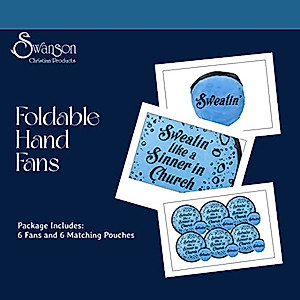 Swanson Christian Products - Parlor and Church Foldable Hand Fan - Modern Style - Sweatin' - (Package of 6)