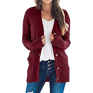 JMMSlmax Fall Sweaters Cardigans for Women Trendy Work Open Front Cardigan Fashion Button Down Cable Knit Chunky Outwear Coat