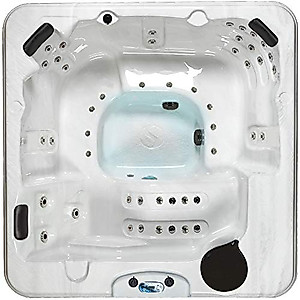 AquaLife Ariana™ 7-Person 30-Jet Non-Lounger Hot Tub with LED Lighting, Insulated Cover, Built-in Ice Bucket, Stainless Steel Heater and Ozonator