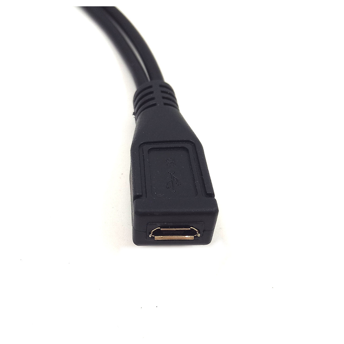 Qaoquda Micro USB 1 to 2 Y Splitter Cable, 1Feet Micro USB Female to Dual Male 90 Degree Angle Converter High Speed Charging Cable (Micro 1F/2M)