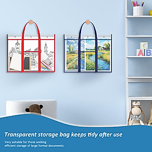3 Pcs Large Poster Storage Bag 31.5'' x 25.5'' Bulletin Board Holder Art Portfolio Case PVC Art Portfolio Container Bulletin Board Storage Box with Pocket for Teachers Artist Classroom Organization