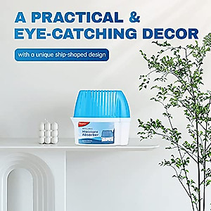 Vacplus Ultra-Fast Dehumidifiers, Drop Starter Kit - 3 reusable boxes with 6 Pack Weighted Humidity Absorber Refill Tabs, Individually-Wrapped Dehumidifier for Closet, Moisture Absorber & Odor Elimi