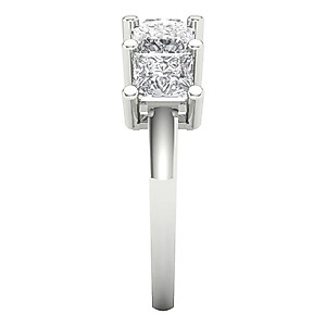2.5 Carat Princess Cut Zircon 14k White Gold Eternity Designer Art Deco Everlasting Danity Statement Ring Band Sz 6.5