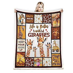 Juirnost Giraffe Blanket Giraffe Fleece Throw Blanket for Women, Men and Kids Just A Girl Who Loves Giraffes Blanket 50" x 60" Cozy Fleece Throw Blanket Best Gift Home Decor for Bed Couch Outdoor