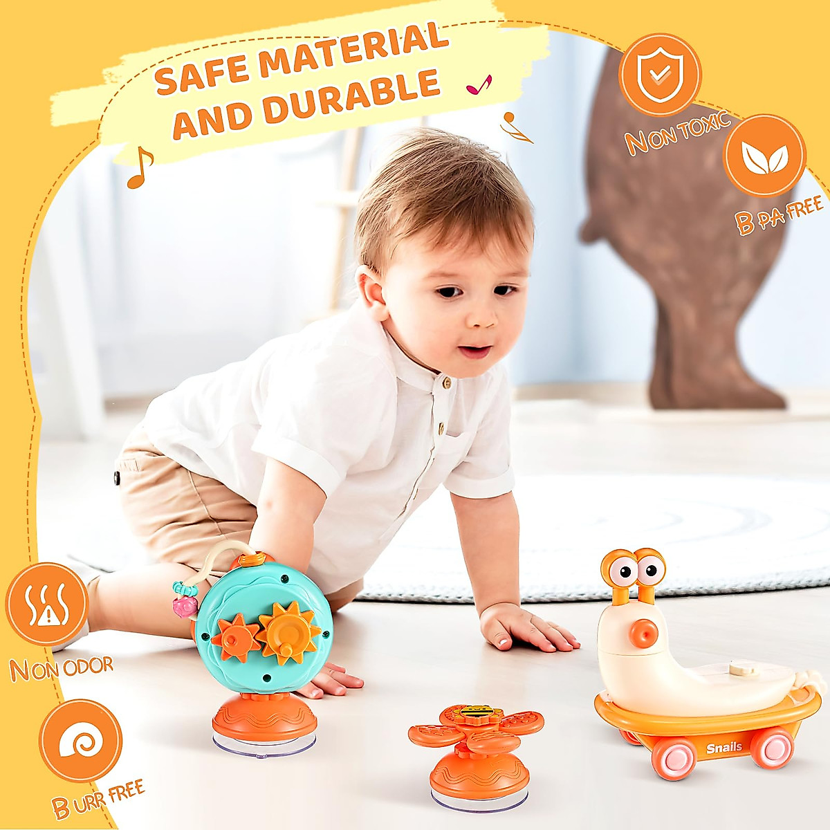 Augot Suction Cup Spinner Toys for Baby - Toddler Sensory Montessori Educational Fine Motor Skills Toys Learning Activities - Gifts for 3 Year Old Boys Girls Infant Bath Toys