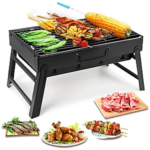 Uten Charcoal Grill, BBQ Grill Folding Portable Lightweight smoker Grill, Barbecue Grill Small desk Tabletop Outdoor Grill for Camping Picnics Garden Beach Party 17''x11.6''x 2.6''