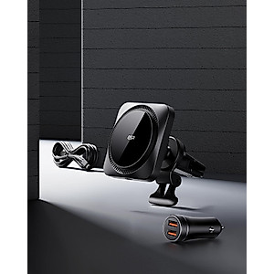 ESR for MagSafe Car Mount Charger with CryoBoost, Magnetic Wireless Car Charger Compatible with MagSafe Car Charger, for iPhone 16/15/14/13/12, Fast Phone Cooling Charger Set, 36W QC 3.0 Adapter