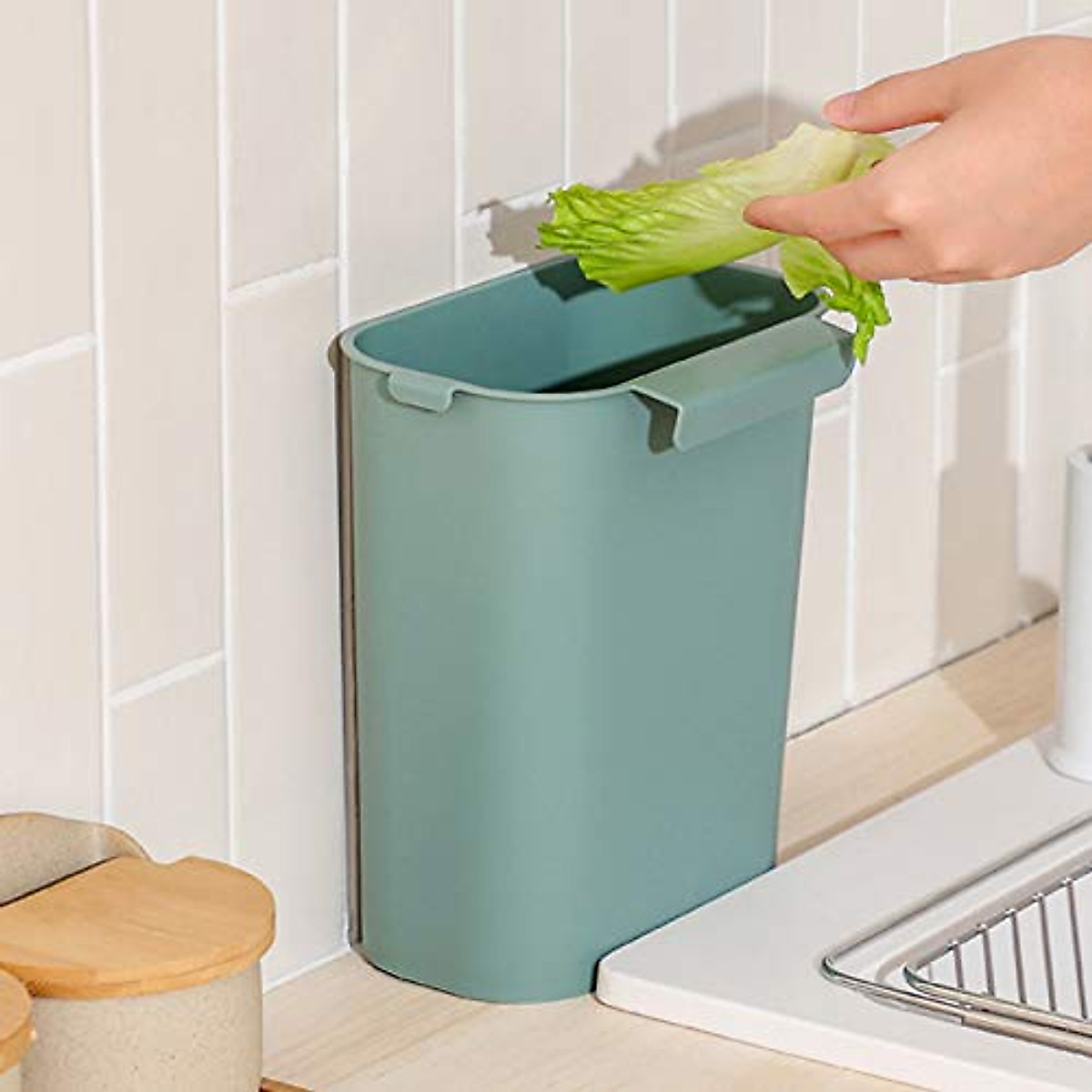 Trash Can Home Kitchen Slide Cover Hanging Trash Rubbish Garbage Can Waste Paper Basket