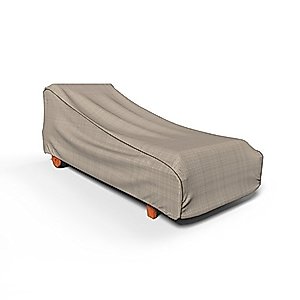Budge P2A02PM1 English Garden Patio Chaise Lounge Chair Cover Heavy Duty and Waterproof, Medium, Tan Tweed