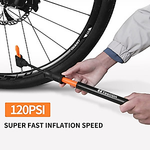 TOOLITIN Mini Bike Pump, Portable Bicycle Tire Pump with Presta and Schrader, Hand Air Pump Emergency Backup Riding Accessories, for MTB BMX Road Bike