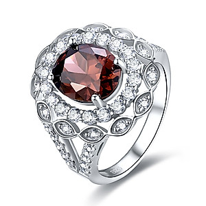 Merthus 8x10mm Oval Cut Simulated Spessartine Garnet 925 Sterling Silver Statement Flower Ring for Women Size 7