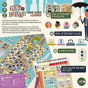 IELLO: Get On Board: New York & London, A Flip & Write Game, Clever & Original, 30 Minute Play Time, 2 to 5 Players, for Ages 8 and Up