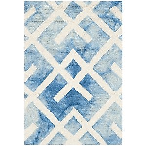 SAFAVIEH Dip Dye Collection 2' x 3' Blue/Ivory DDY677G Handmade Moroccan Watercolor Premium Wool Accent Rug