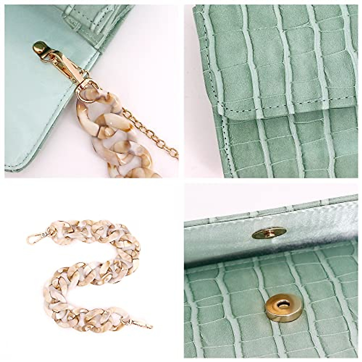 Naimo Crocodile Clutch Purses for Women Snake Print Leather Evening Bag Shoulder Handbag with Chunky Acrylic Chain