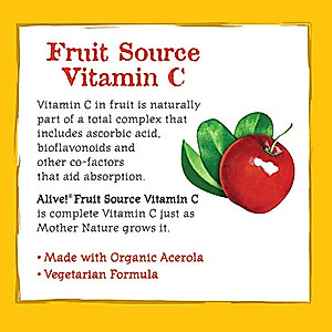 Nature's Way Alive! Vitamin C Supplement with Organic Acerola, Immune Support*, 120 Capsules