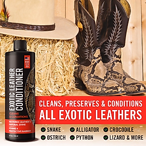 Exotic Leather Conditioner for Boots - Made in USA Leather Cleaner Specially Formulated to Clean & Condition Your Reptile & Exotic Skins - Snakeskin Conditioner - Crocodile Leather Conditioner - 8oz
