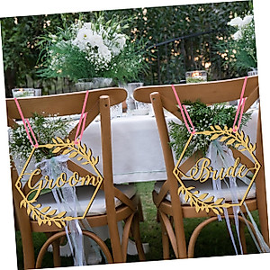 GOOHOCHY 1 Set wedding chair sign mr and mrs wooden signs groom to be wedding aisle groom bride door hanger wedding wood plaque wedding chair decorations bridegroom rural the banner