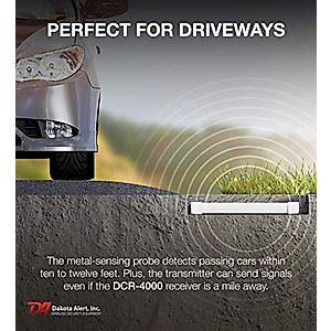 Dakota Alert Wireless Driveway Alarm System DCPA-4000 One Mile Wireless Range, DCR-4000 Receiver & DCPT-4000 Vehicle Detecting Probe Transmitter with Direct Burial Cable | Outdoor Vehicle Sensor Alarm