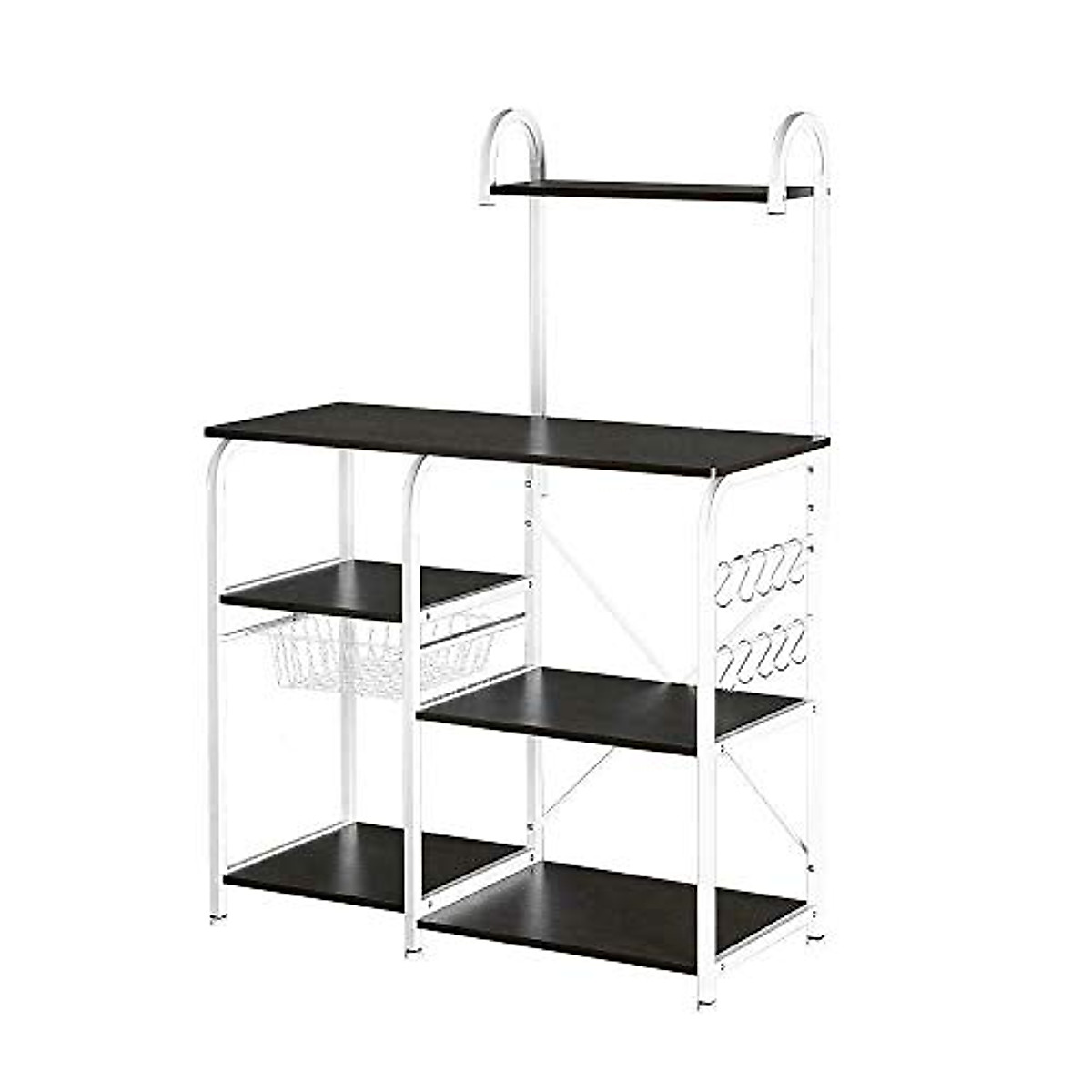 3061 – Brown/White - 35"x16"x52" Oven Stand Storage Shelves Kitchen Rack – QQ09