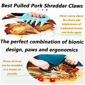 Meat Claws for Shredding，BBQ Meat Shredder Claws,Meat Claws for Shredding Pulled Pork, Chicken, Turkey, and Beef- Handling & Carving Food，Easily Lift, Handle, Shred, and Cut Meats (light blue)