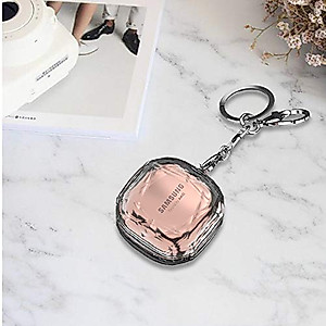 EZICOK Compatible with Samsung Galaxy Buds Live Case (2020), Geometric Designed Hard PC Shockproof Headphones Protective Cover Portable with Keychain for Galaxy Buds Live Earbuds Accessories (Clear)