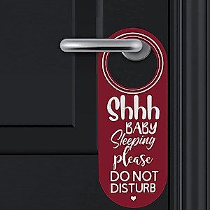 FOUR ORANGUTANS Baby Sleeping Sign - Do Not Knock or Ring - Plastic Door Knob Hanger Sign, Double Sided, Ideal for Any Kind of Door Knob