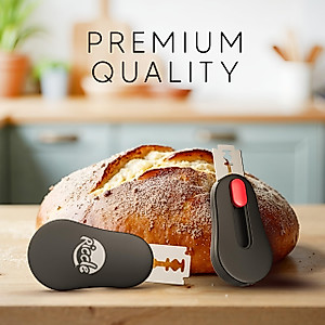 RICCLE Magnetic Bread Lame Dough Scoring Tool - Professional Sourdough scoring tool for Sourdough Bread baking & Bread Making Tools with 15 Blades and 2 Finger Cots Cut Resistant Protector