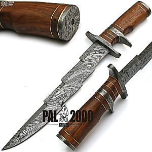 PAL 2000 KNIVES HUN-9157 Handmade Damascus Steel 15 Inches Knife With Sheath Twist Pattern