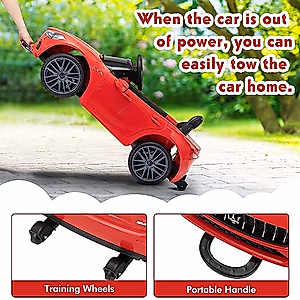 TOBBI Kids Ride on Car, 12V Licensed Maserati Ghibli, Electric Car for Boy Girl with Remote Control, 3 Speeds, Music, Bright Lights, MP3, USB, Electric Vehicle for Kids Ages 3-6 Years, Red