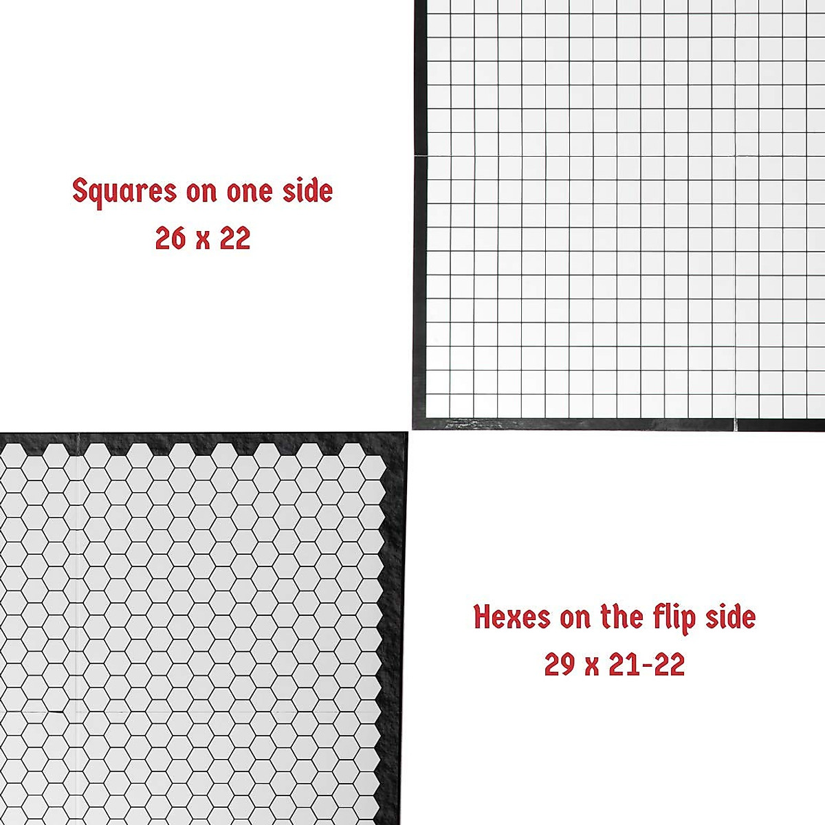 The Authentic Role-Playing Game Board by Hexers, Mat Alternative, Compatible with Dungeons and Dragons D&D DND Pathfinder RPG, 27x23 inches, 1 inch Square and Hexes Battle Grid, Foldable & Dry Erase