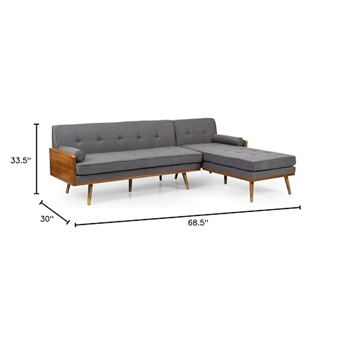 Christopher Knight Home Harriet Sectional, Gray, Dark Walnut