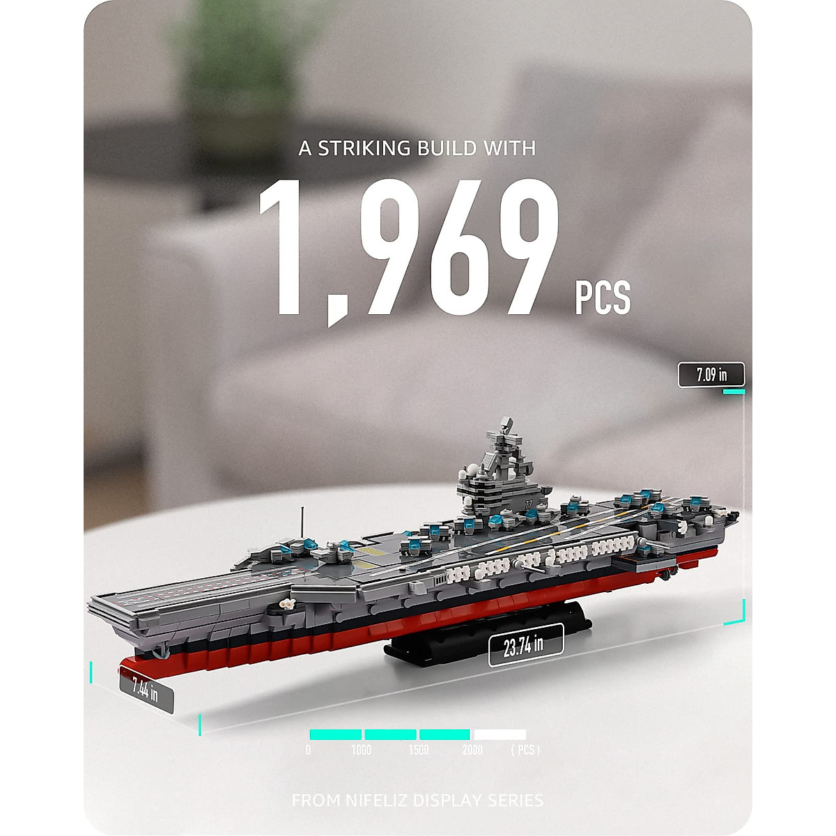 Nifeliz Nimitz-Class Aircraft Carrier, Military Warship Building Model Toy with Technology Components, USS George H.W. Bush Display Set for Adults and Teens (1,969 Pieces)
