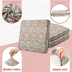 Newwiee 12 Pcs Patio Stretch Sofa Cushion Covers Outdoor Cushion Cover Replacement Couch Slipcover Sofa Seat Cover Flexibility Chair Cushion Cover Porch Patio Furniture Protector (Red,Paisley Print)