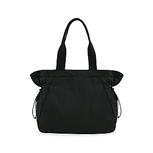 ODODOS 18L Side-Cinch Shopper Bags Lightweight Shoulder Bag Tote Handbag for Shopping Workout Beach Travel, Black
