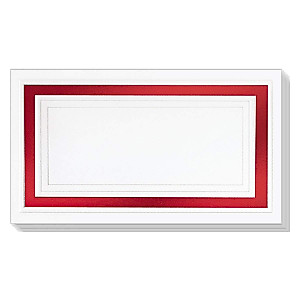 White 38lb Cover Stock Folded Place Cards with Red Foil Border, Micro-Perforated, 2" x 3 1/2", 100/Pack, Laser and Inkjet Compatible