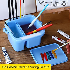 MEEDEN Paint Brush Cleaner & Holder: Portable Multi-Function 6-Hole Paint Brush Washer with Lid Palette and Handle for Cleaning Acrylic, Watercolor, and Water-Based Paints